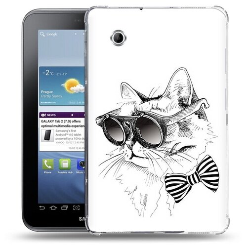 Чехол задняя-панель-накладка-бампер MyPads крутая кошка в очках для Samsung Galaxy Tab 2 7.0 GT-P3100/P3110 противоударный