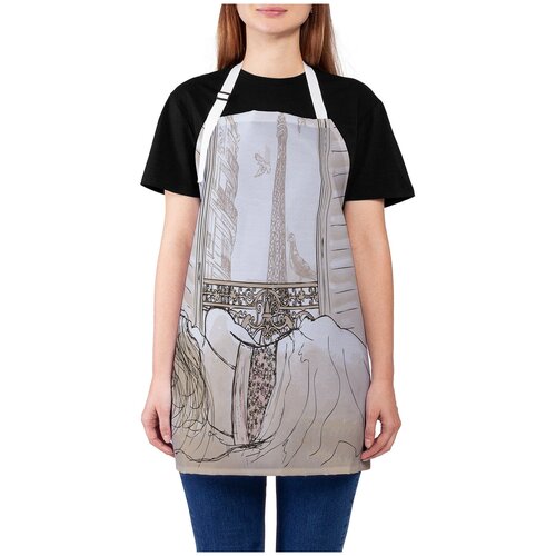 Фартук женский для готовки JoyArty "Утро с видом на Эйфелеву башню", универсальный размер