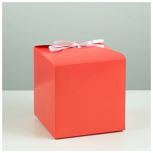 Коробка складная красная, 14x14x14 см,