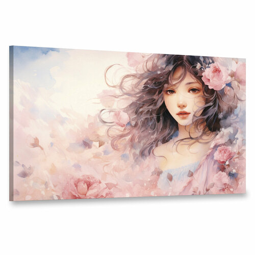 Интерьерная картина 100х60 "Девочка с розами"