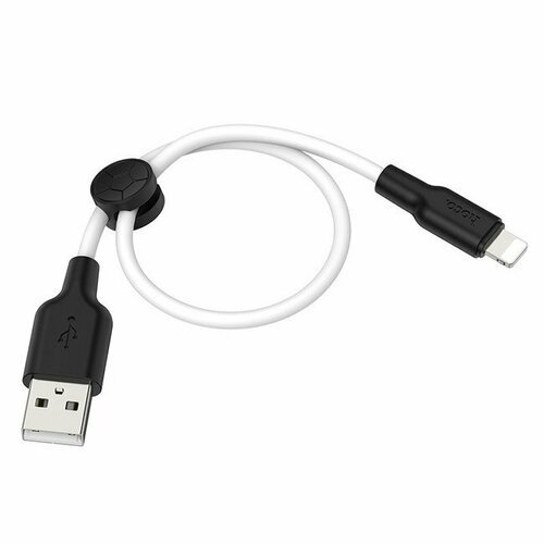 Кабель-переходник USB to Lightning HOCO X21i Plus Silicone Lightning 25см (черный с белым)