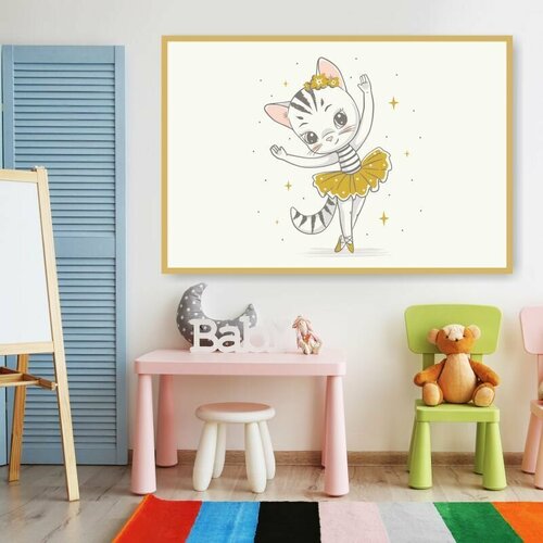 Постер Танцующая Кошечка Для Детской Горизонтальный 90х60 см в тубусе ПолиЦентр