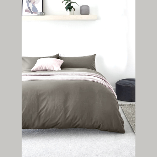 Однотонное постельное бельё sp002-1-70, цвет Теплый Серый, 1.5 спальный, матовый сатин, наволочки 70x70