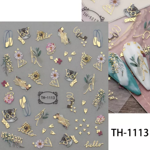Наклейка виниловая для ногтей "TH-1113" c матовым оттенком. 10см*8.5см