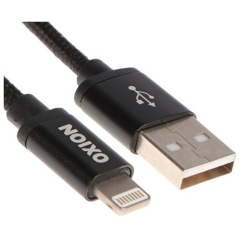 Кабель OXION DCC255, Lightning - USB, зарядка + передача данных, 1.3 м, оплетка, черный