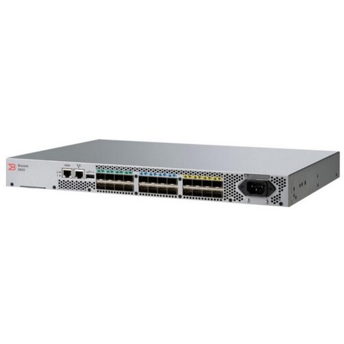 Brocade G610 24-port FC Switch, 24-port licensed, incl 24x 32Gb SWL SFP+, Enterprise Bundle Lic (ISL Trunking, Fabric Vision, Extended Fabric), 1 PS, Rail Kit, 1Yr BR-G610-24-32G