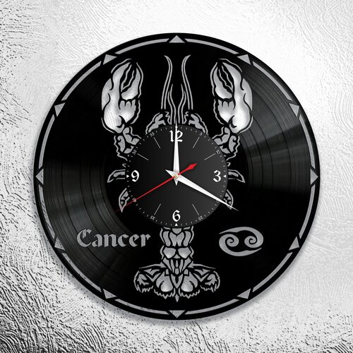 Настенные часы из виниловой пластинки с изображением знака зодиака Рак