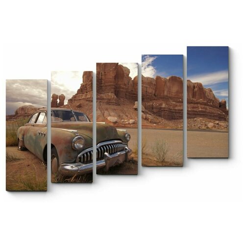 Модульная картина Винтажная машина в пустыне 170x119