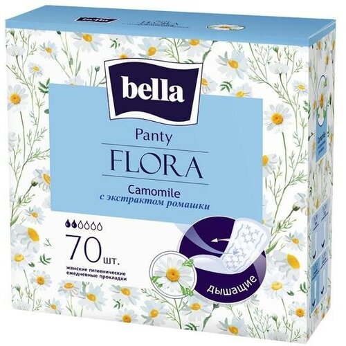 Bella Прокладки женские гигиенические ежедневные bella Panty FLORA Camomile с экстрактом ромашки, 70 шт.