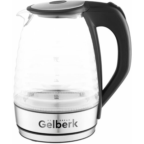 Чайник электрический Gelberk GL-KG20, серебристый/черный