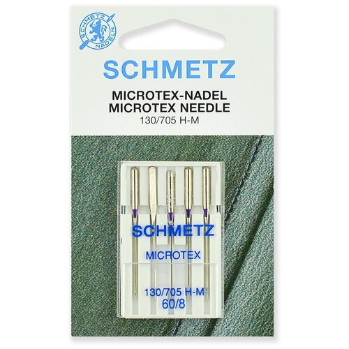 Игла/иглы Schmetz Microtex 130/705 H-M 60/8 особо острые, серебристый, 5 шт.