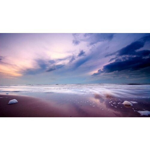Картина на холсте 60x110 LinxOne "Пейзажи песок берег небо пляжи" интерьерная для дома / на стену / на кухню / с подрамником