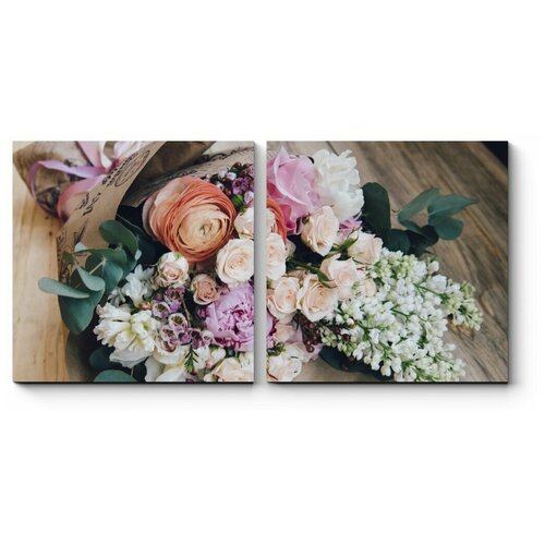 Модульная картина Весенний букет цветов130x65