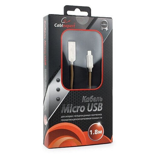 Кабель USB 2.0 Cablexpert CC-P-mUSB02Gd-1.8M AM/microB серия Platinum длина 1.8м золотой