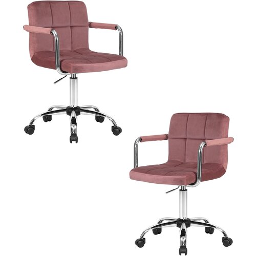 Компьютерное кресло DOBRIN Terry LM-9400 набор 2 шт. офисное, обивка: текстиль, цвет: пудрово-розовый велюр, 2 шт.