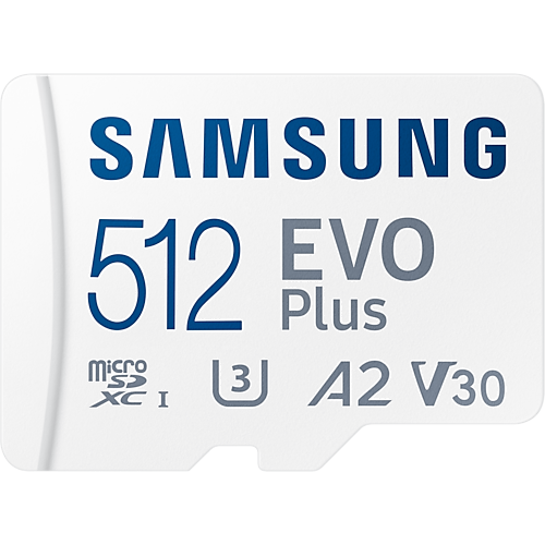 Карта памяти 512Gb microSDXC Samsung EVO Plus Class 10 UHS-I U3 V30 A2 + адаптер MB-MC512KA/EU