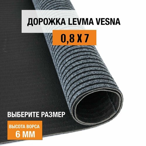 Дорожка ковровая на пол 0,8х7 м LEVMA VESNA в прихожую, серая, 5386569-0,8х7