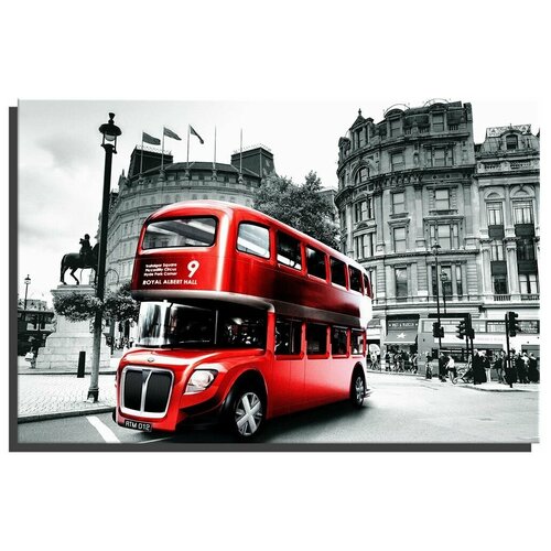 Картина на Дереве - "Лондонский автобус", размер 60х40 см