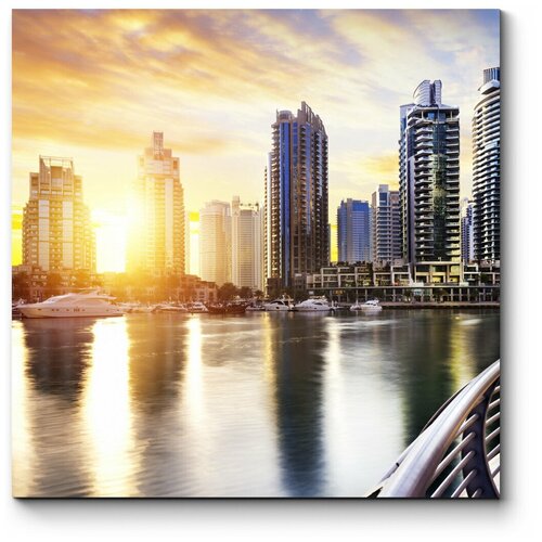 Модульная картина Небоскребы Дубая в утренних лучах солнца 60x60