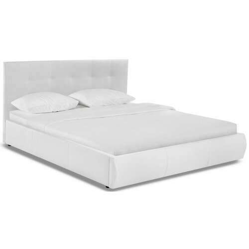 Двуспальная кровать Woodville Афродита-2 160х200 с ПМ экокожа белая