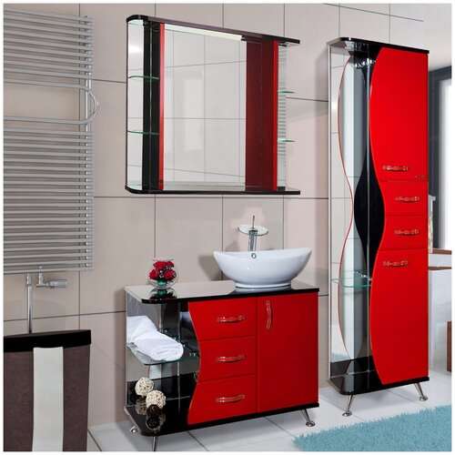 Комплект (гарнитур) Bellezza Мебель для ванной Bellezza Рио 90 R красная с черным