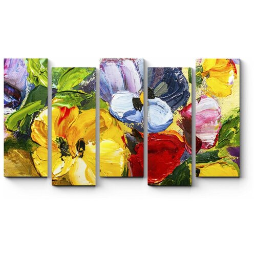 Модульная картина Яркие тропические цветы 170x98