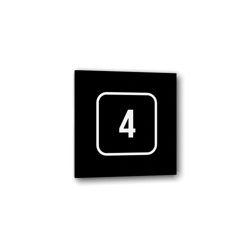 Табличка "4", Глянцевая линейка, цвет Черный, 10 см х 10 см