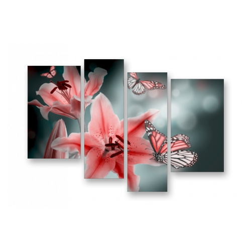 Модульная картина на стекле | Diva Kartina | Цветы. Лилии в дымке | 140X100 см