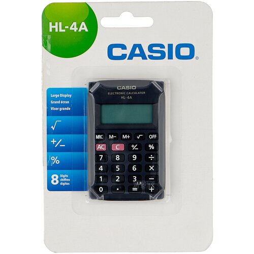 Калькулятор карманный CASIO HL-4A-S, черный