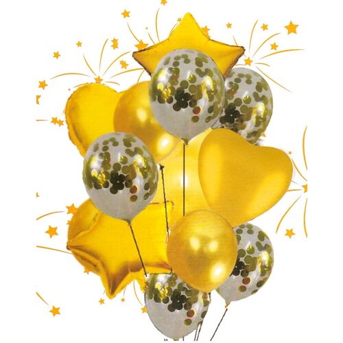 Воздушные шары фонтан для фотозоны 14 шт, золотой