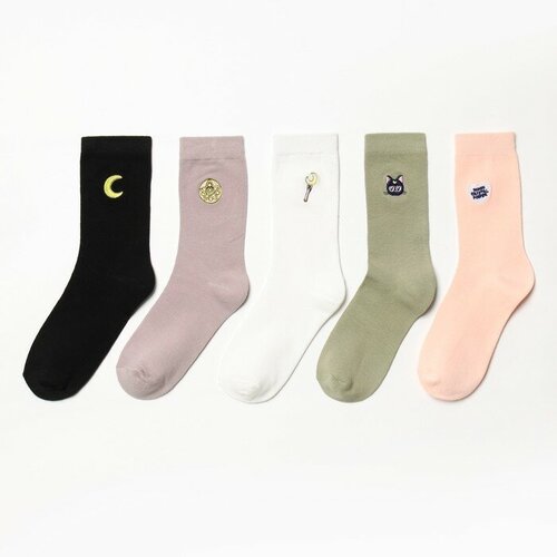 Носки Minaku, 5 пар, размер 36/41, черный, розовый, зеленый, белый