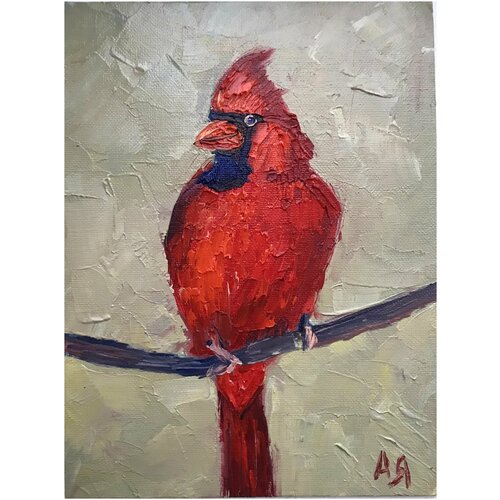 Картина маслом Птичка Красный Кардинал