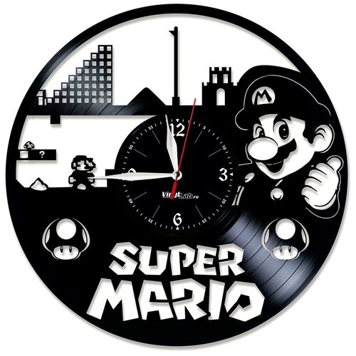 Часы из виниловой пластинки (c) VinylLab Super Mario