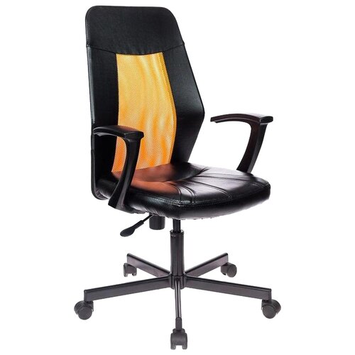 Компьютерное кресло EasyChair 225 PTW офисное, обивка: сетка/искусственная кожа, цвет: черный/оранжевый
