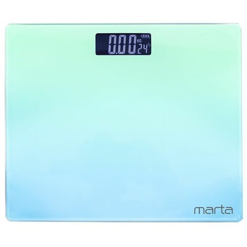 MARTA MT-SC1691 бирюзово-голубой LCD весы напольные диагностические, умные с Bluetooth