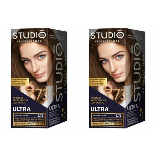 Краска для волос, Studio Professional Essem Hair, 7.73 янтарно-русый, для седых волос, 115 мл, 2 шт