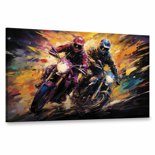 Интерьерная картина 100х60 "Вихрь мотоцикла"