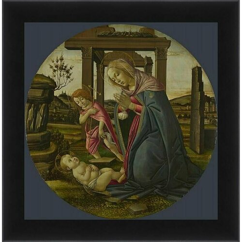 Плакат, постер на холсте The Virgin and Child with Saint John the Baptist. Сандро Боттичелли. Размер 42 на 60 см