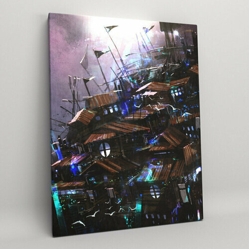 Картина на холсте (интерьерный постер) "Фантастические трущобы", с деревянным подрамником, размер 45x60 см