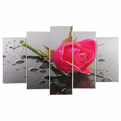Часы настенные модульные «Розовая роза», 80 × 140 см