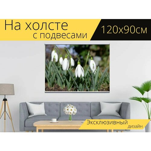 Картина на холсте "Весна, растения, луковицы" с подвесами 120х90 см. для интерьера