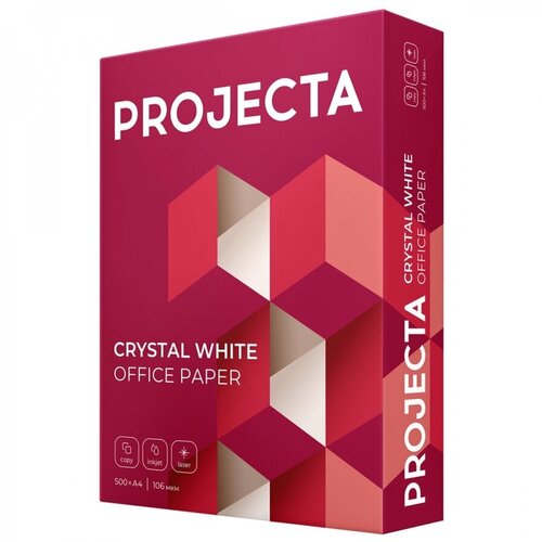 Бумага белая Projecta (А4, 80 г/кв. м, марка А, 168% CIE) пачка 500л, 5 уп. (114748)
