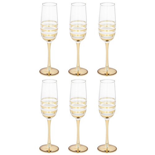 Набор из 6-ти бокалов для шампанского "line gold", 175 мл