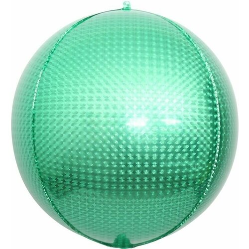 Воздушный шар фольгированный 3D (24'/61 см) Сфера, Стерео, Зеленый, Голография, 1 шт.