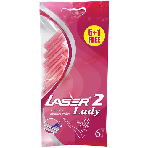 Бритва женская одноразовая безопасная LASER 2 Lady станок для бритья, 2 лезвия, 10 шт.
