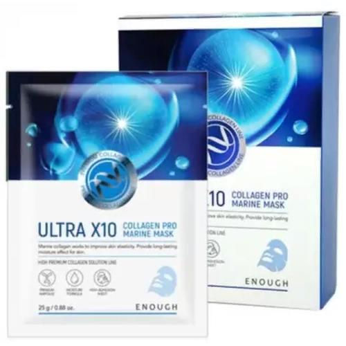 Enough Маска тканевая с коллагеном - Premium ultra X10 collagen pro marine mask, 10*25мл