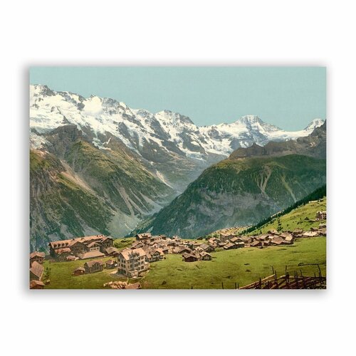 Постер, плакат на бумаге / Murren, general view, Bernese Oberland, Switzerland / Размер 80 x 106 см