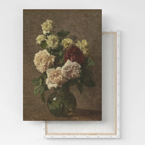Картина на холсте, репродукция / Анри Фантен-Латур - Jug with Roses / Размер 80 x 106 см