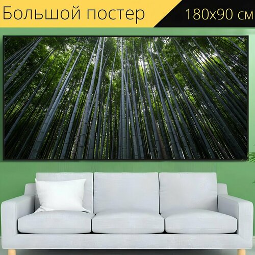 Большой постер "Растения, деревья, бамбук" 180 x 90 см. для интерьера