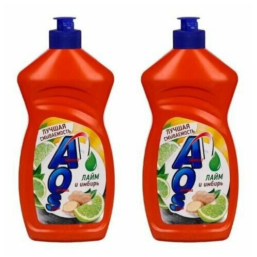 AOS Средство для мытья посуды Лайм и Имбирь, 450 мл, 2 шт
